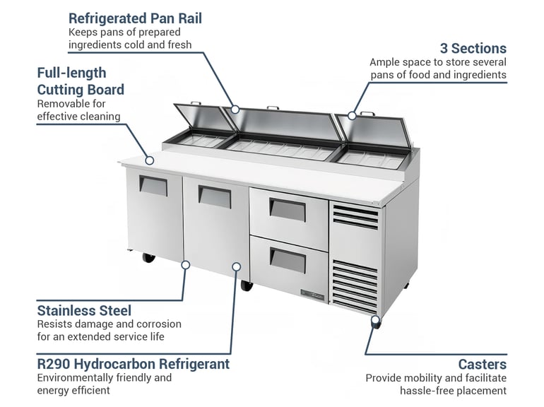True TPP-AT2-93D-2-HC 93 1/2" TPPAT Series Pizza Prep Table w ...