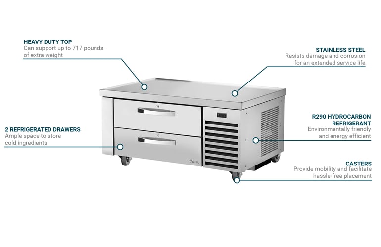 True TRCB-48-HC~SPEC3 48 5/16" Chef Base w/ (2) Drawers - 115v