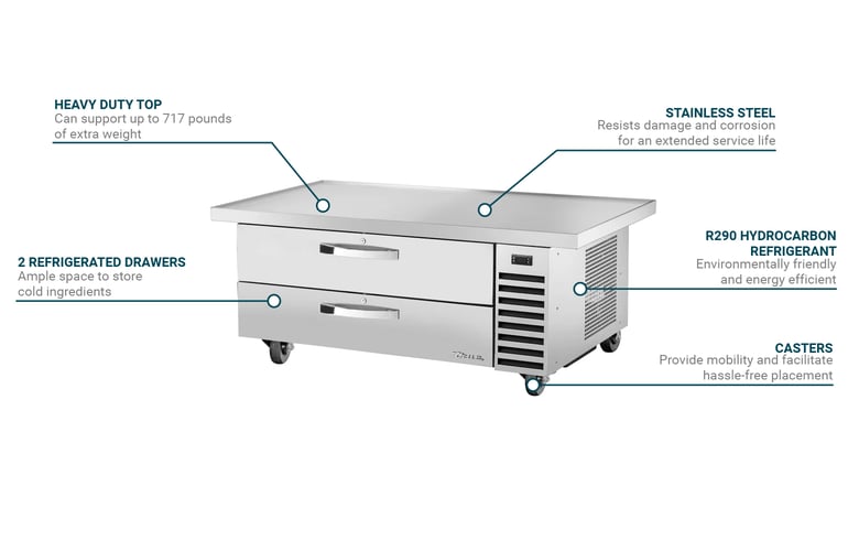 True TRCB-52-60-HC~SPEC3 60" Chef Base w/ (2) Drawers - 115v