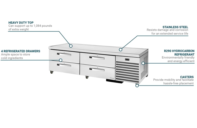 True TRCB-79-HC~SPEC3 79 1/4" Chef Base w/ (4) Drawers - 115v