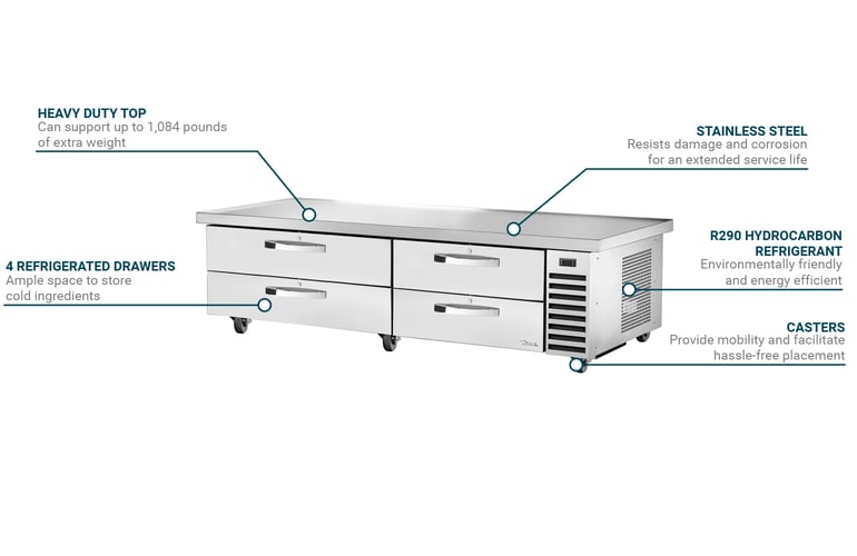 True TRCB-82-86-HC~SPEC3 86 1/4" Chef Base w/ (4) Drawers - 115v