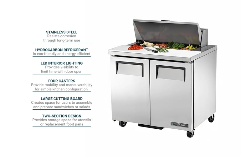 True TSSU-36-08-HC~SPEC3 36" Spec Series® Sandwich/Salad Prep Table w ...