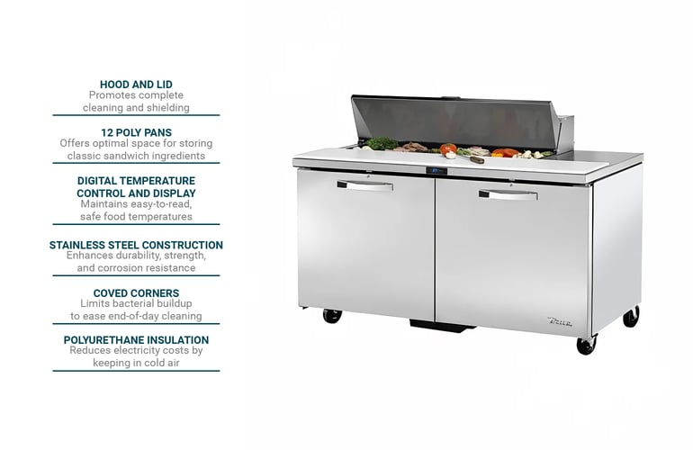 True TSSU-60-12-HC~SPEC3 60" Spec Series® Sandwich/Salad Prep Table w ...