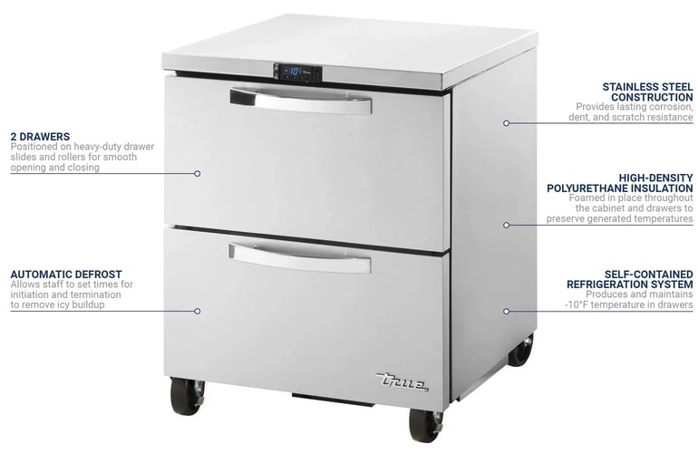 True TUC-27F-D-2-HC~SPEC3 27" W Undercounter Freezer w/ (1) Section ...