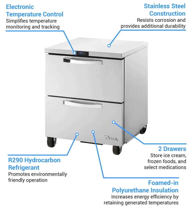 True TUC-27F-D-2-HC~SPEC3 27" W Undercounter Freezer w/ (1) Section ...