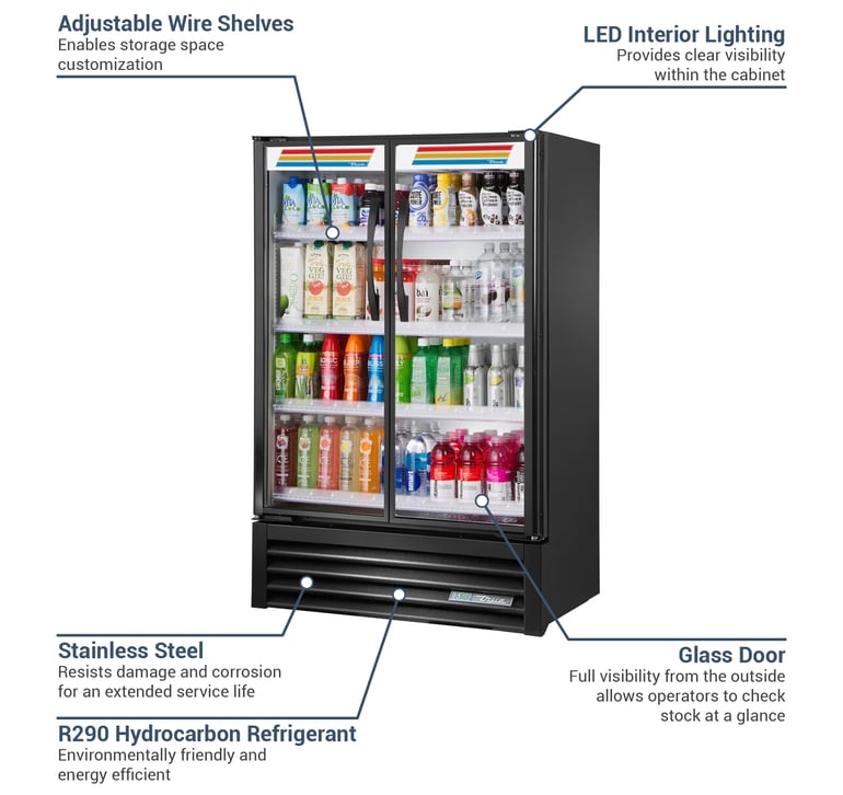 True TVM-36SL-HC~VM03 36" TVM Series Two Section Glass Door ...