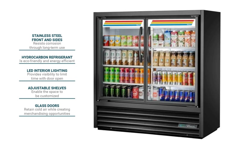 True TVM-48SL-48-HC~VM01 46 7/8" TVM Series Two Section Glass Door ...