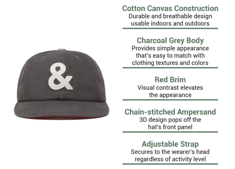 Hedley & Bennett Baseball Hat w/ Adjustable Strap - Cotton, Charcoal ...