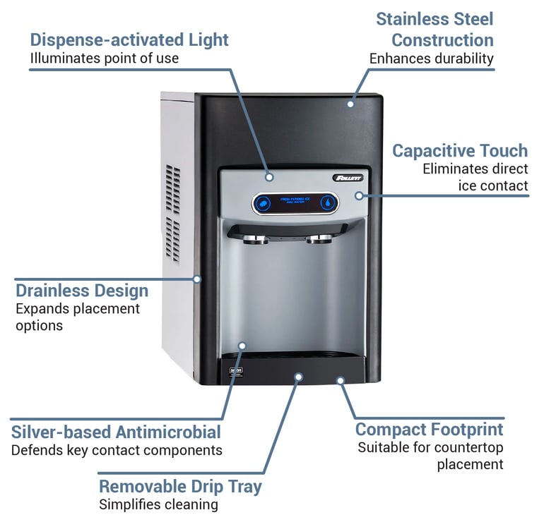 Follett 15CI100A-NW-CF-ST-00 125 lb Countertop Nugget Ice Dispenser ...