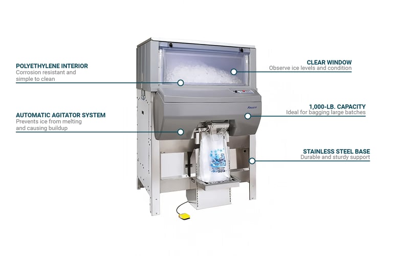 Follett DB1000SA Ice Pro™ Center Mounted Ice Bagging & Dispensing System w/ 1000 lb Bin