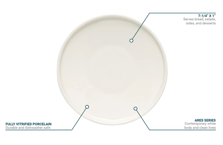 Libbey 109720 7 1/4" Round Ares Plate - Porcelain, White Royal Rideau