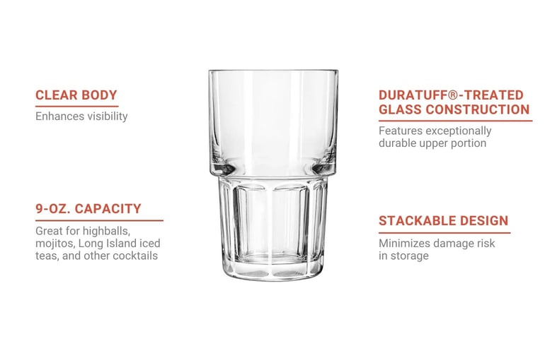 Libbey 15656 9 oz DuraTuff® Gibraltar® Highball Glass