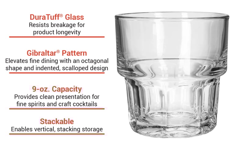 Libbey 15659 9 oz Rocks Glass - Gibraltar, Stackable
