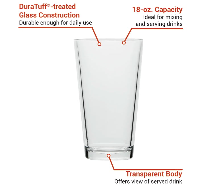 Libbey 1632HT 18 oz DuraTuff Restaurant Basics Mixing Glass