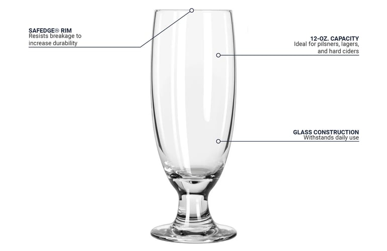 Libbey 3725 12 oz Embassy® Beer Pilsner Glass - Safedge Rim & Foot