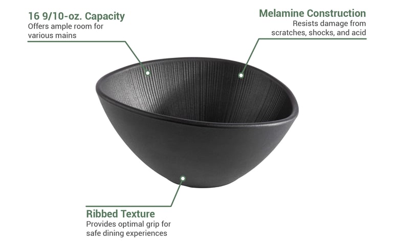 Libbey APS85093 16 9/10 oz Oblong Melamine Bowl, Black