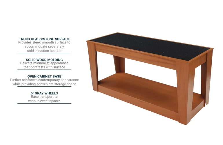 Forbes Industries 96" Mobile Induction Table w/ Glass/Stone Countertop ...