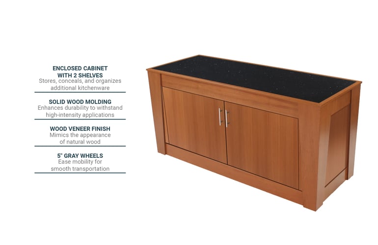 Forbes Industries 72" Mobile Induction Table w/ Glass/Stone Countertop ...