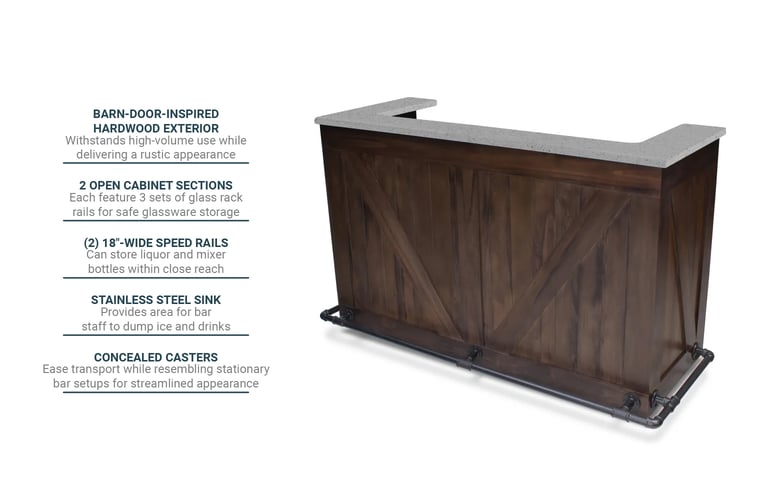 Forbes Industries 67" Portable Bar w/ Hardwood Cabinet & Avonite ...