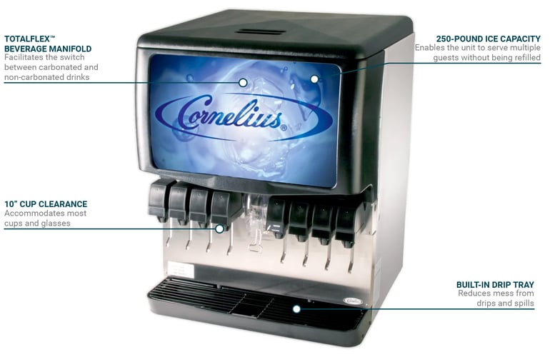 Cornelius 621052806 Countertop Cube Ice & Soft Drink Dispenser - 250 lb ...