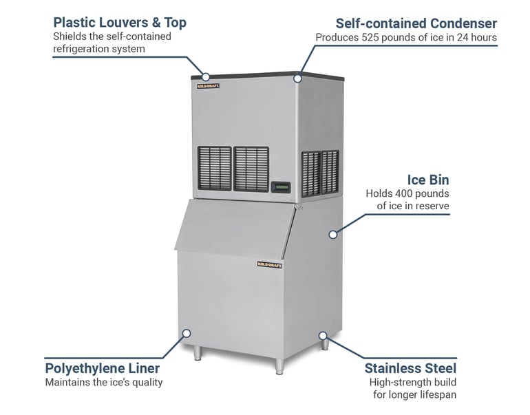 Kold-Draft GTX561AC/KDB400 525 lb Full Cube Ice Machine w/ Bin - 400 lb ...