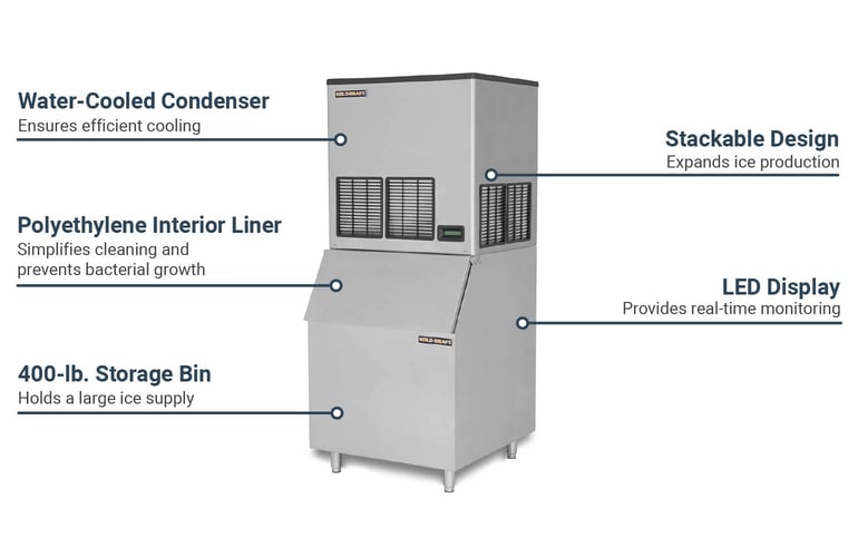 Kold-Draft GTX564LC/KDB400 557 lb Full Cube Ice Machine w/ Bin - 400 lb ...