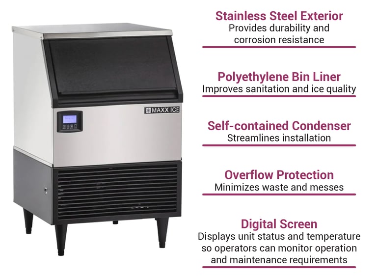 Maxx Ice MIM150N 24"W Full Cube Undercounter Ice Machine - 152 lbs/day ...