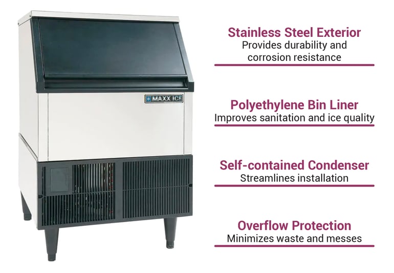 Maxx Ice MIM250 24"W Full Cube Undercounter Ice Machine - 260 lbs/day ...