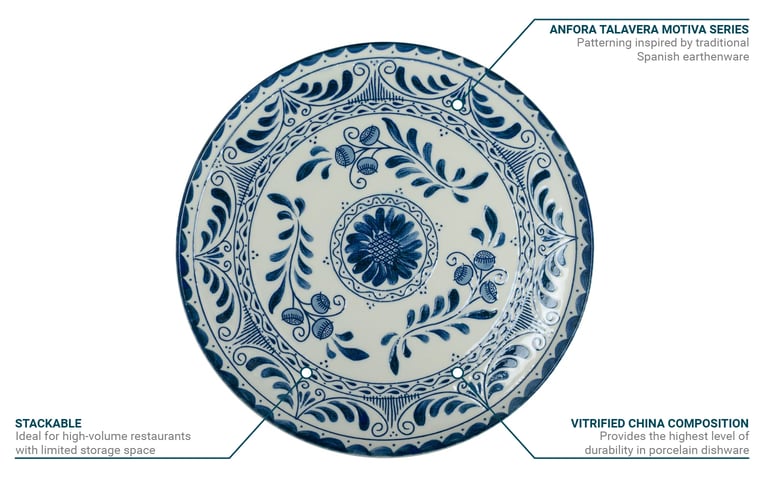 Steelite A102P802 9" Round Plate - China, Talavera Blue