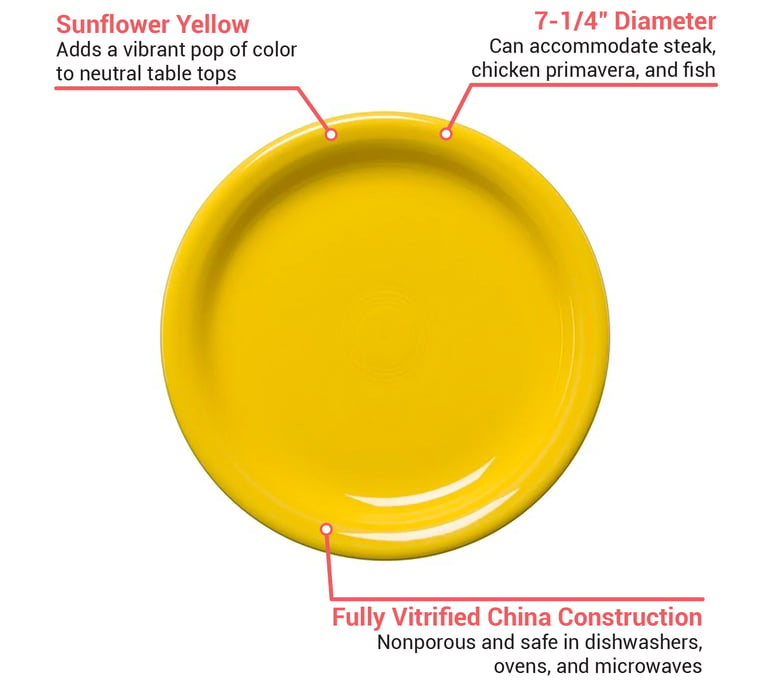 Fiesta 7 1/4" Round Fiesta Bistro Salad Plate - China, Sunflower ...