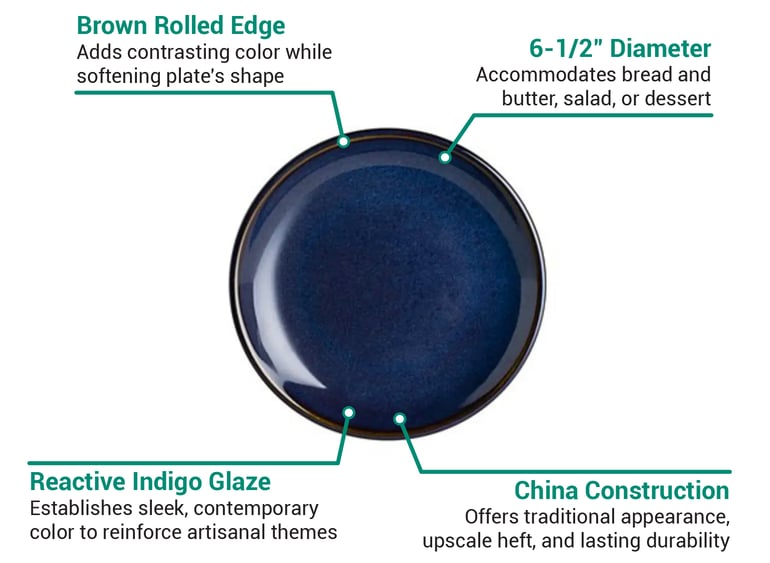 Homer Laughlin HL3049026 6 1/2" Round Indigo Plate - China, Indigo