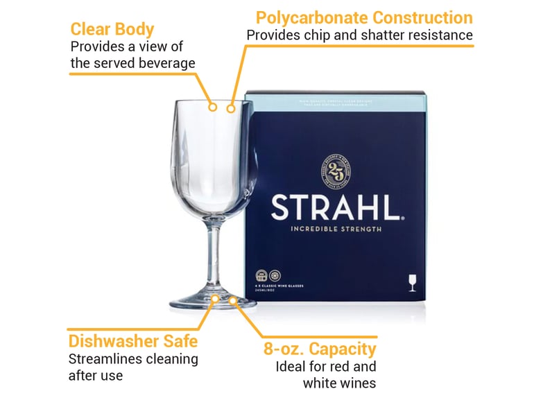 Strahl 8 oz Design Small Classic Wine Glass (4 pc), Plastic, Clear ...