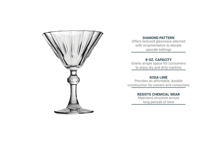 Steelite P440099 8 oz Pasabahce Diamond Martini Glass