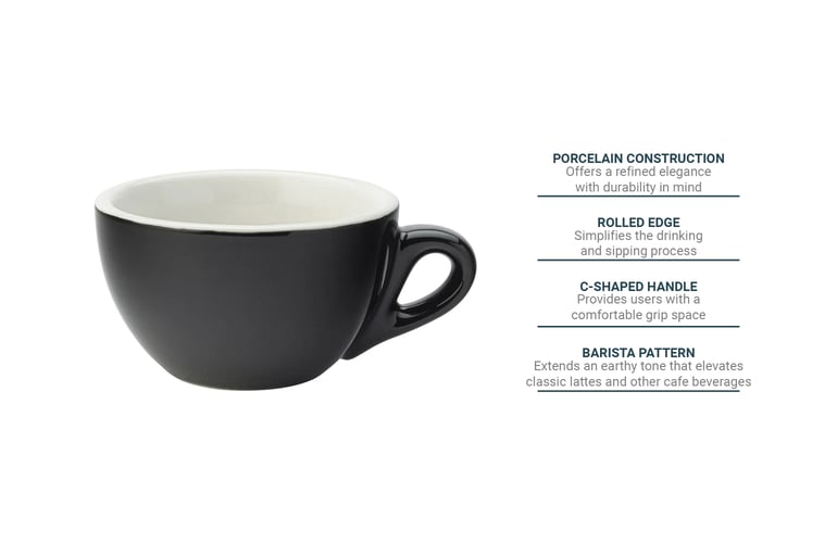 Steelite UCT8095 7 oz Utopia Barista Cappuccino Cup - Porcelain, Black