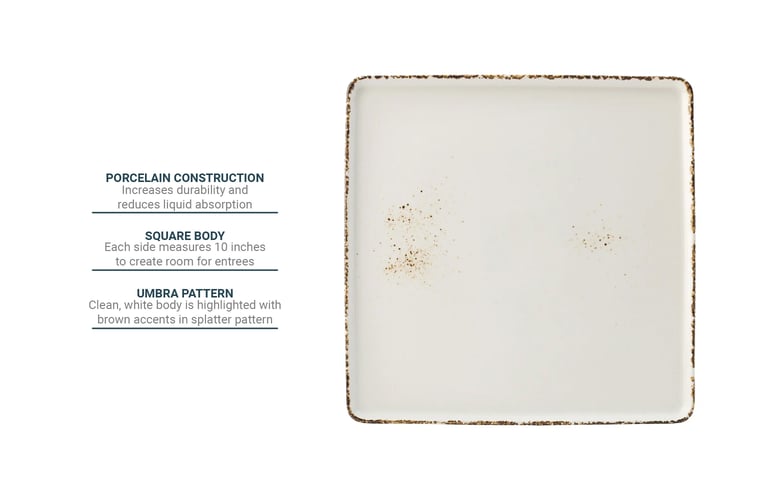 Steelite UCT9071 10" Square Utopia Umbra Plate - Porcelain, White