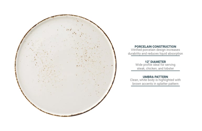 Steelite UCT9074 12" Round Utopia Umbra Plate - Porcelain, White