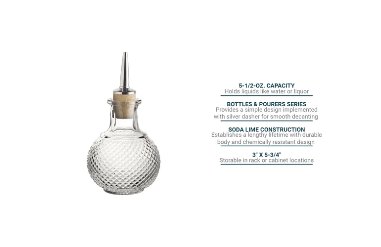 Steelite UR90243 5 1/4 oz Utopia Bitters Bottle w/ Silver Dasher