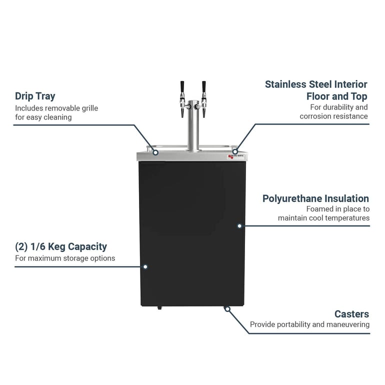 Micro Matic MDD23-E-AMER 25" Draft Cold Brew Dispenser w/ (2) 1/6 Keg ...
