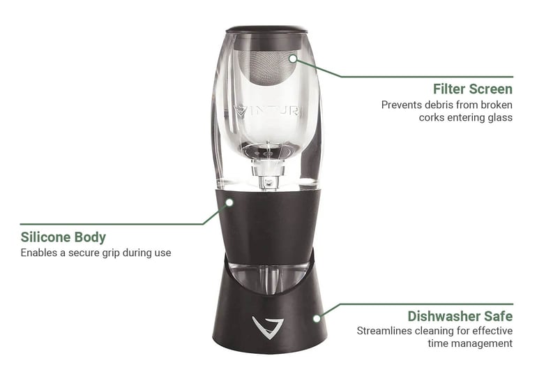 Vinturi Red Wine Aerator w/ No-Drip Stand, Black (V1010)