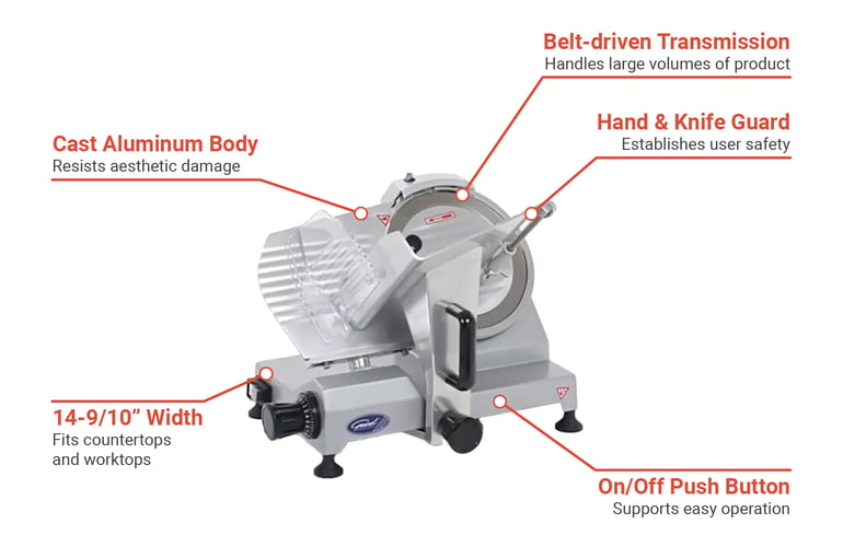 General GSE009 Manual Meat & Cheese Slicer w/ 9" Blade - Belt Driven, 1 ...