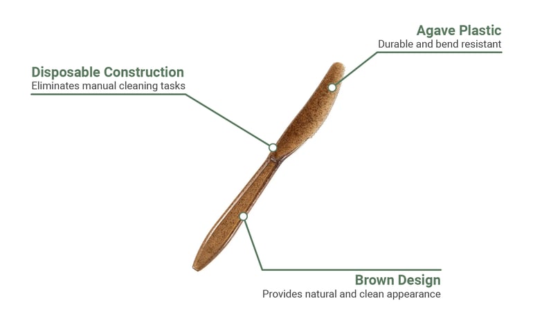 Sustainable Agave Disposable Knife - Upcycled Agave, Brown (KNAGAVE1KUNW)