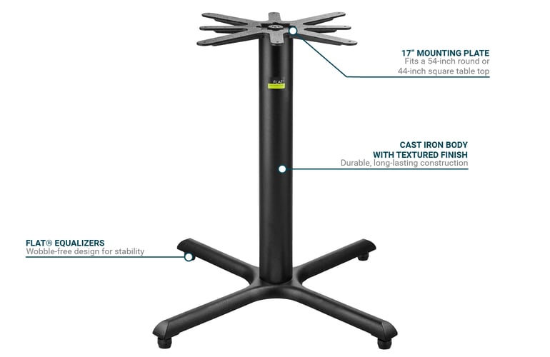 Flat Tech CT2090 34 3/4"H Counter Height Table Base for 44" Square & 54 ...