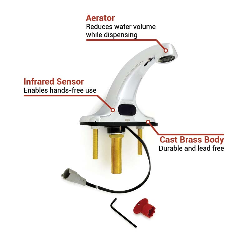 Zurn Industries P6915-XL-1 Deck Mount Sensor Faucet - 4" Center Set, Chrome