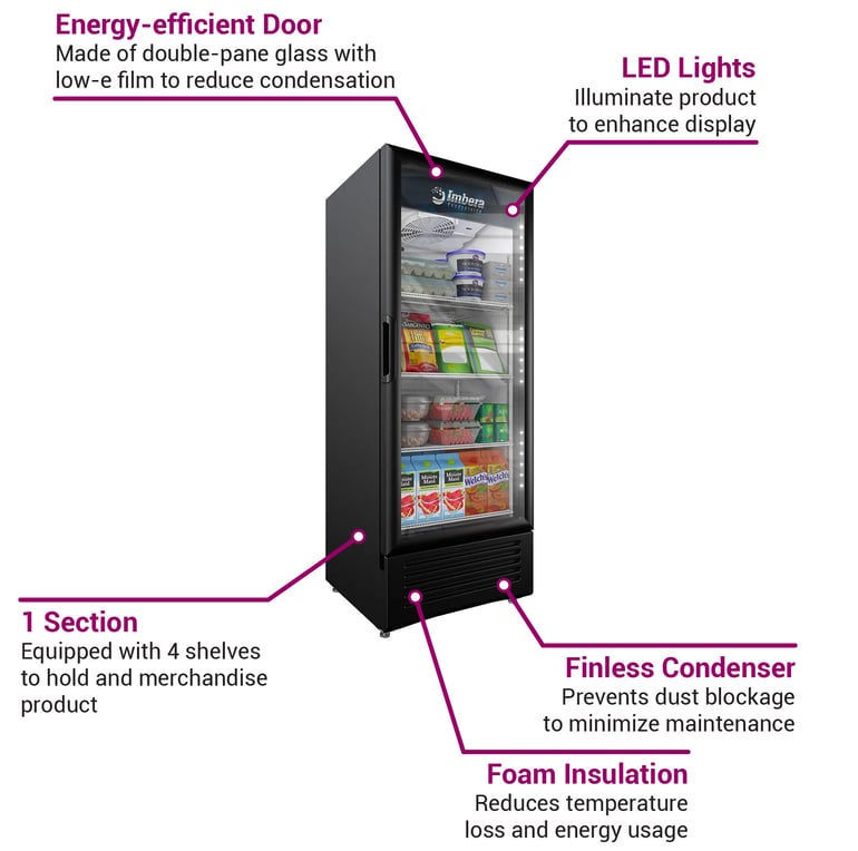 Imbera VR12 HC BW 24 3/4" One Section Glass Door Merchandiser - (1 ...