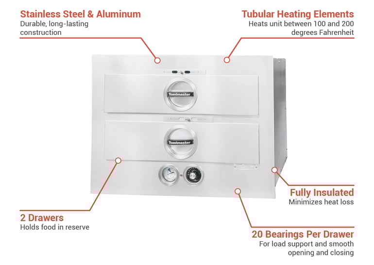 Toastmaster 3B20AT09 23.19"W Built In Warming Drawer w/ (2) 18 ...