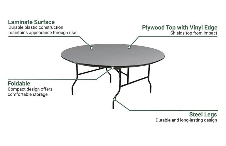 Midwest Folding Products 72" EF Series Round Folding Table w/ Gray ...