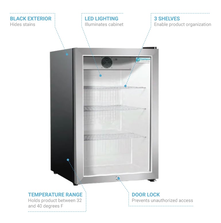 Excellence Industries 17" Countertop Refrigerator w/ Front Access ...
