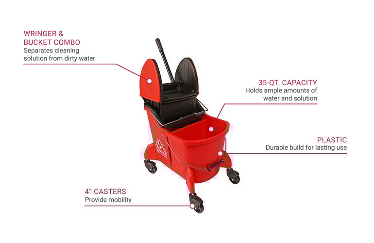 ACA Enterprises 35 qt Knuckle Buster® Dual Mop Bucket Combo - Down ...