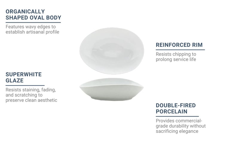 Front of the House 15 oz Oval Tides™ Bowl - Porcelain, White (DBO147WHP21)
