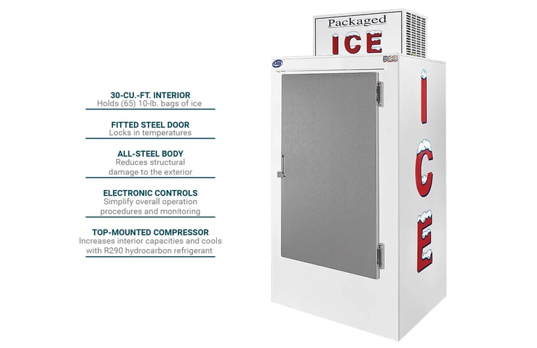 Leer L030UCSP 36" Outdoor Ice Merchandiser w/ (65) 10 lb Bag Capacity ...